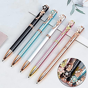 Ballpoint Pens 1PCS Ballpoint Pearl Flower Wedding Metal Copper Pen Office School Supplies Stationery Rose Gold Gift Comfortable Writing Pens (Color : D, Ink Color : Black)