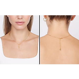 Jewelry Atelier Gold Filled Cross Necklaces – 14K Yellow Gold Filled Cross Pendant with Solid Clip Chain for Women and Men (Different Sizes and Styles with Extension/Adjustable Chain) (12.5mm width)