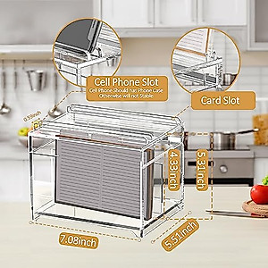 EDUROMI Recipe Box, Acrylic Recipe Card Holder Box with Cards and Dividers, Phone and Card Slot, Card Holder, 10 Dividers, 4x6 Inch Recipe Cards, Gift for Grandma Mom Women Wedding Bridal Shower