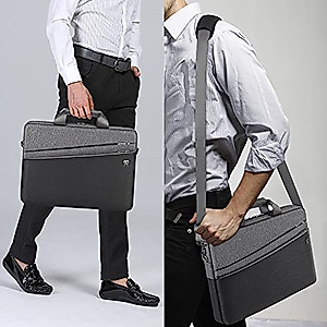 DOMISO 17 Inch Shockproof Laptop Carrying Case Business Briefcase Waterproof Messenger Shoulder Bag for 17"-17.3" Notebook/Chromebook/Dell/Lenovo/Acer/HP/MSI/ASUS, Black & Dark Grey