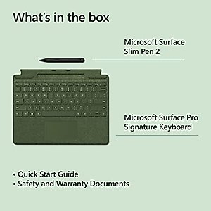 Microsoft Surface Pro Signature Keyboard with Slim Pen 2 Bundle, Forest Colour Keyboard