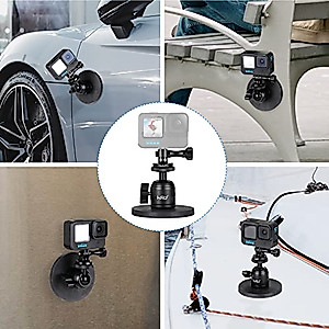 HSU Magnetic Camera Mount Base Kit with Mini Ball Head for GoPro, with Aluminum 1/4"-20 GoPro Tripod Mount Compatible with GoPro Hero 11/10/9/8/7/6/5 Insta360/ Osmo Action/DSLR Camera (3.5” Base)