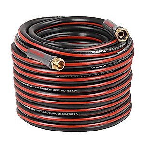 YAMATIC Garden Hose 75 ft,Ultra Durable Water hose, 5/8 inch Regular Hose with Solid Brass Connector for All-weather Outdoor, Car wash, Lawn, Black