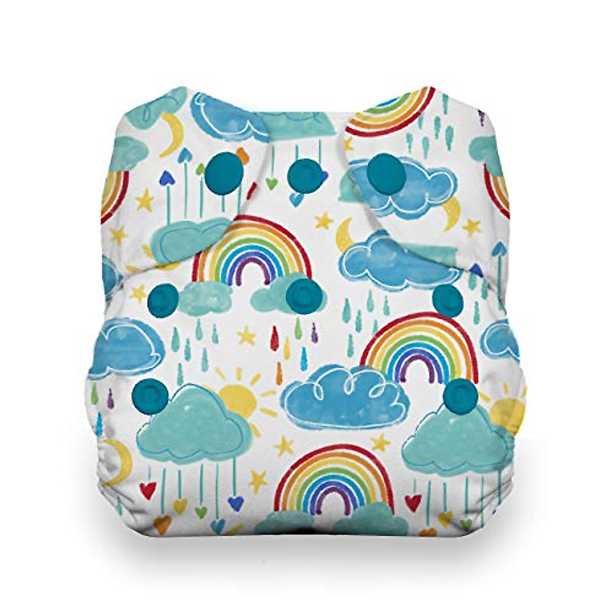 Thirsties Newborn All in One Reusable Cloth Diaper, Snap Closure, Rainbow (5-14 lbs)