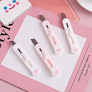 Leven Cute Retractable Box Cutters, 6 Pack Utility Knife, Sharp Cartons Cardboard Cutter Razor Knife for Christmas, Smooth Mechanism Perfect for Office and Home Use