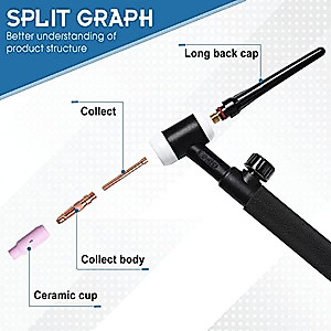 Welding Knight TIG Torch TIG17V Air-Cooled Argon 150A With 13FT Cable 10-25mm Plug Connector WP17V Lift TIG Torch