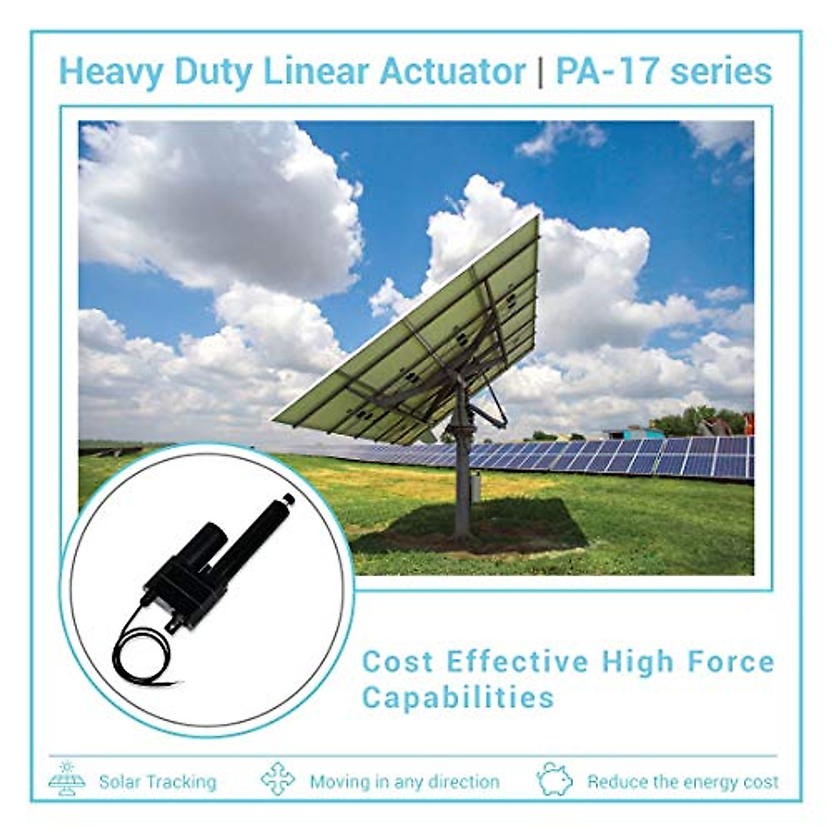 Progressive Automations 24V High Force Linear Actuator - 10 Inches Stroke, 2000 lbs Force, Heavy Duty Linear Actuator with Feedback IP65 Protection for Industrial Use, PA-17