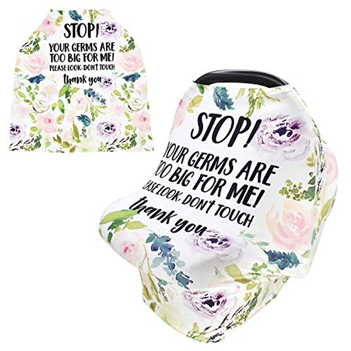 Baby Nursing Cover,Baby Car Seat Canopy,No Touch Sign Infant Stroller Cover Breastfeeding Cover,Soft Stretchy Nursing Cover Up for Baby (Leaf Flower)