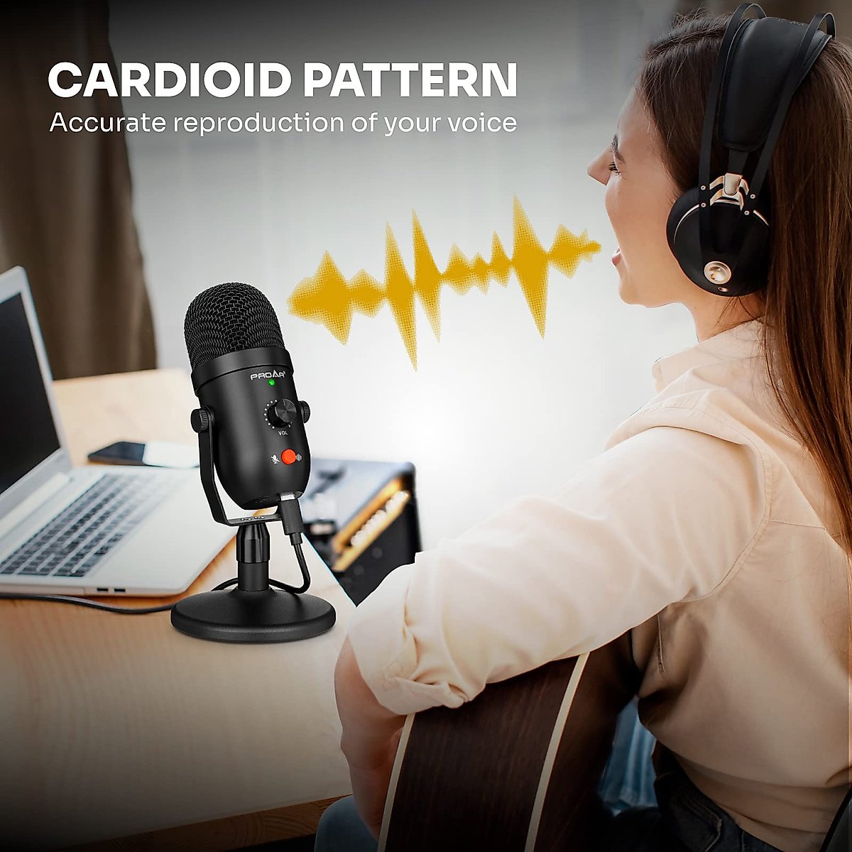 Podcast Microphone for Phone/Pad/PS4,Condenser Recording USB Microphone for Computer,Metal PC Microphone for Gaming,ASMR,YouTube,Streaming Mic Kit with Noise Cancelling for Laptop MAC or Windows