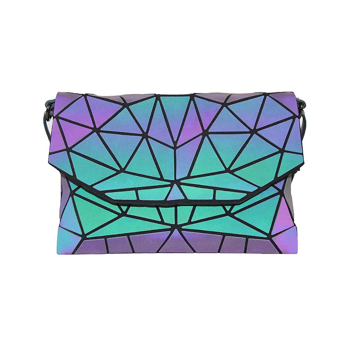 GOWETION Unique Geometric Luminous Purse Handbags For Women Holographic Wallet Girl Crossbody Shoulder Bag Clutch Reflective Messenger Bags Color Changing Purse (colorful1)