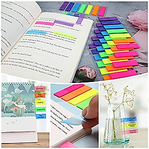 moinkerin 980 Pcs Sticky Notes Flags, 7 Color Index Tabs Index Flag Bright Colors Page Index Stickers Translucent Page Makers for Page Bookmarks