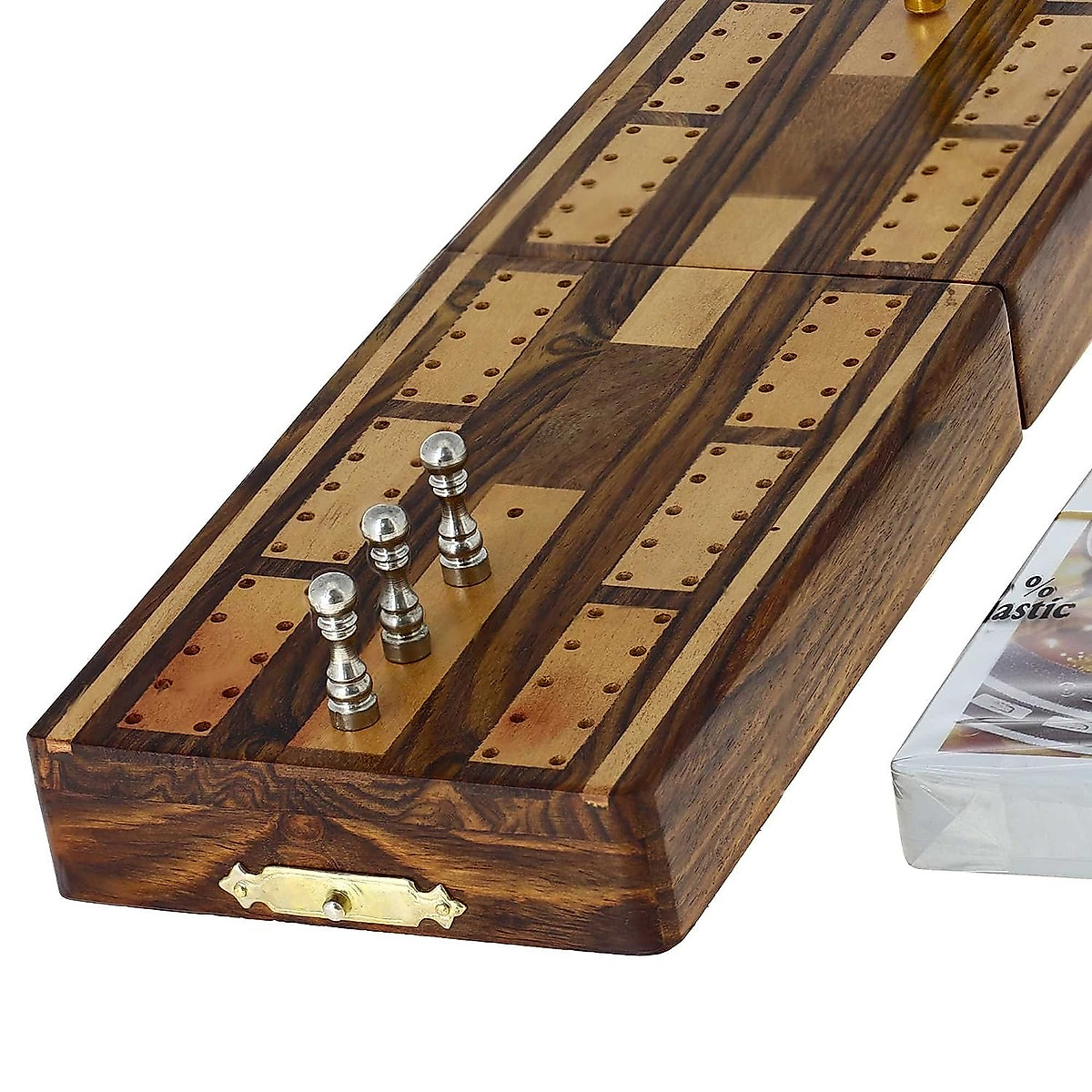 Indian Glance Cribbage Board Game With Storage Unique Metal Pegs And Playing Cards Game Gift Set Box