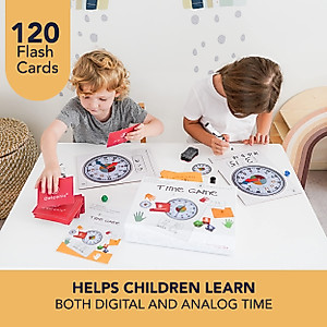 OWLCONIC Learning Time Game - A Great 128 Piece Teaching Aid to Help Kids Learn Analog and Digital Time an Educational Resource Toy for Children - Learning Clock Telling time Teaching Clock for Kids