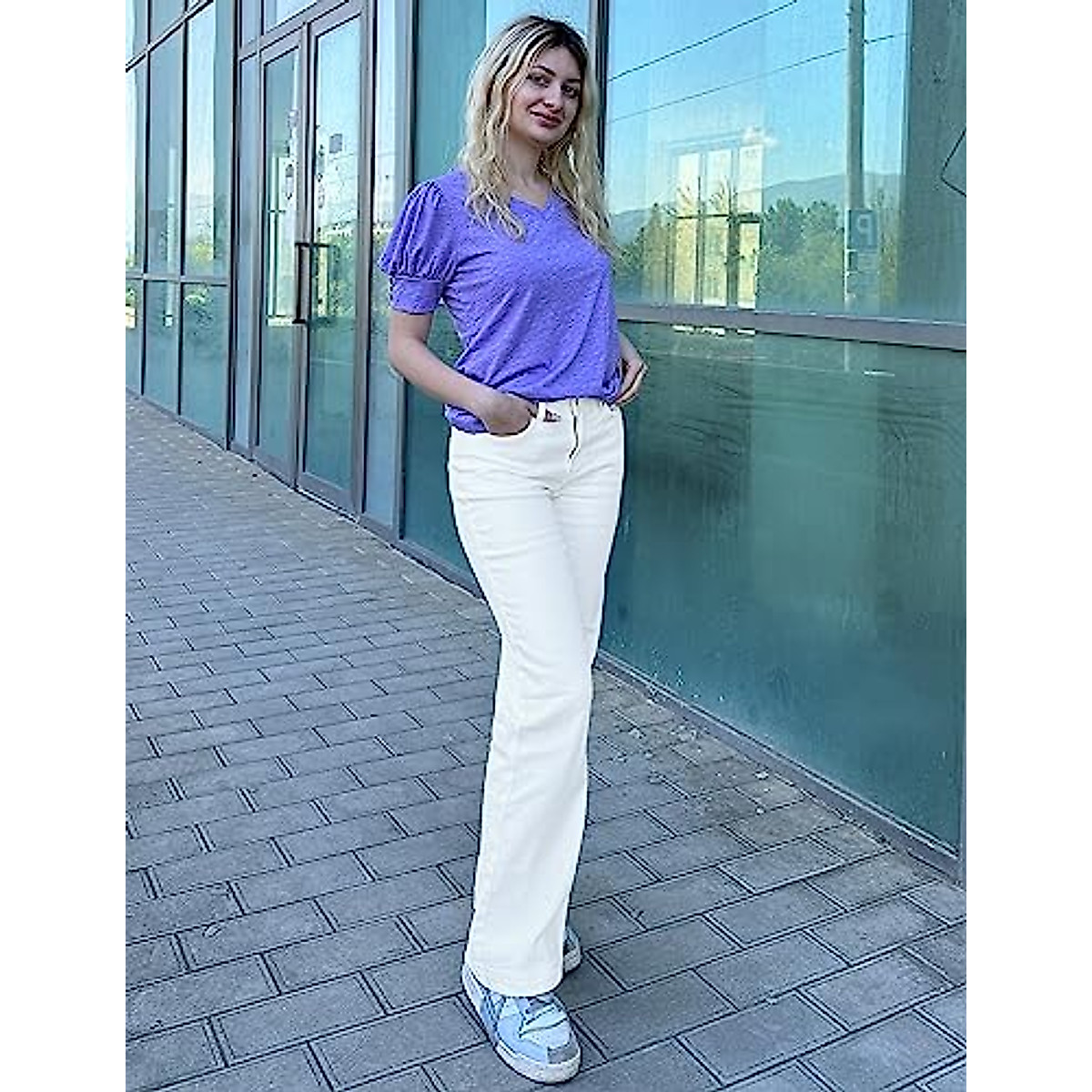 luvamia Wide Leg Jeans for Women High Waisted Baggy 90S Jeans Distressed Stretchy Denim Pants Trendy High Rise Jeans for Women Western Wear for Women Baggy Jeans Women Brilliant White Size US 18