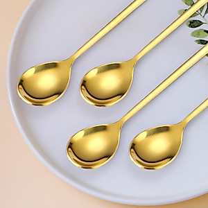 A · HOUSEWARE Coffee Spoons Gold Silverware Christmas 6 Pieces Small Stainless Steel Flatware Xmas Decorative Pendants Cute Drinking Stirrers for Festive and Daily Kitchen Utensils
