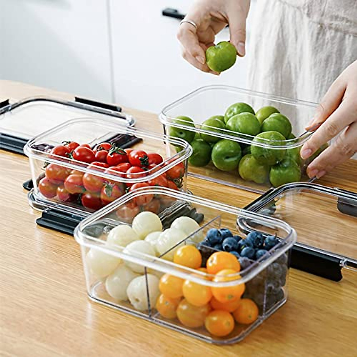 NA Crisper Set Refrigerator Special Food Frozen Sealed Storage Box Plastic Stackable bento Box Lunch Box with lid Suitable for Barbecue Outdoor Food Carrying