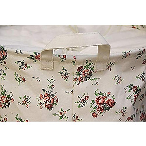 Hflove Large Thick Folding Laundry Basket Waterproof Cotton Storage Basket Floral Laundry Basket
