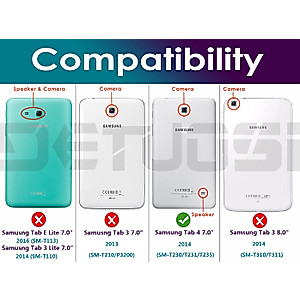 DETUOSI Slim Case for Samsung Galaxy Tab 4 7.0" 2014 (SM-T230/T231/T235), Ultra Thin Lightweight Folio Folding PU Leather Full-Body Protective Tablet Book Cover + Multi-Angle Stand + Magnetic Closure