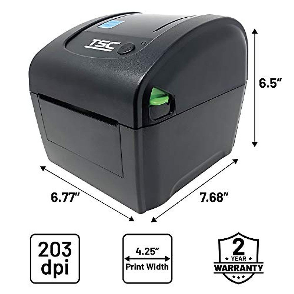 TSC - B07CKVB3C7 DA210 Desktop Direct Thermal Label Printer - 4.25", 203 dpi - USB 2.0, Black, 11 x 7.6 x 7.2 inches
