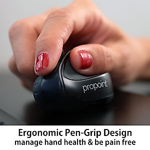 Swiftpoint ProPoint Wireless Ergonomic Mouse, Powerpoint Presentation Clicker & Laser Pointer, Bluetooth Rechargeable for Laptops & iPads, Portable Mini Travel Design (Black)