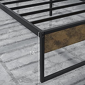 HOMWAYART King Bed Frames with Decorative Wood Panel, Storable High Platform Reinforced Steel Slats Support, Easy Assembly, Sturdy, No Box Spring Needed (Mahogany, King)