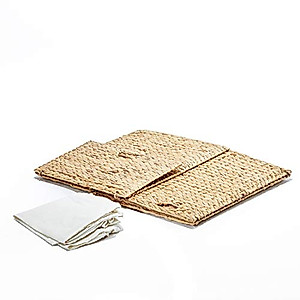 Seville Classics Premium Hand Woven Portable Laundry Bin Basket with Built-in Handles, Household Storage for Clothes, Linens, Sheets, Toys, Water Hyacinth, Rectangular Hamper