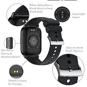 Pretty Sure Smart Watch 1.85''Touch Screen Running Watch Waterproof Step Counter Handheld GPS Units Fitness Bluetooth Watch,24 Sport Modes, Blood Oxygen for iPhone iOS Andriod -Silver Gray