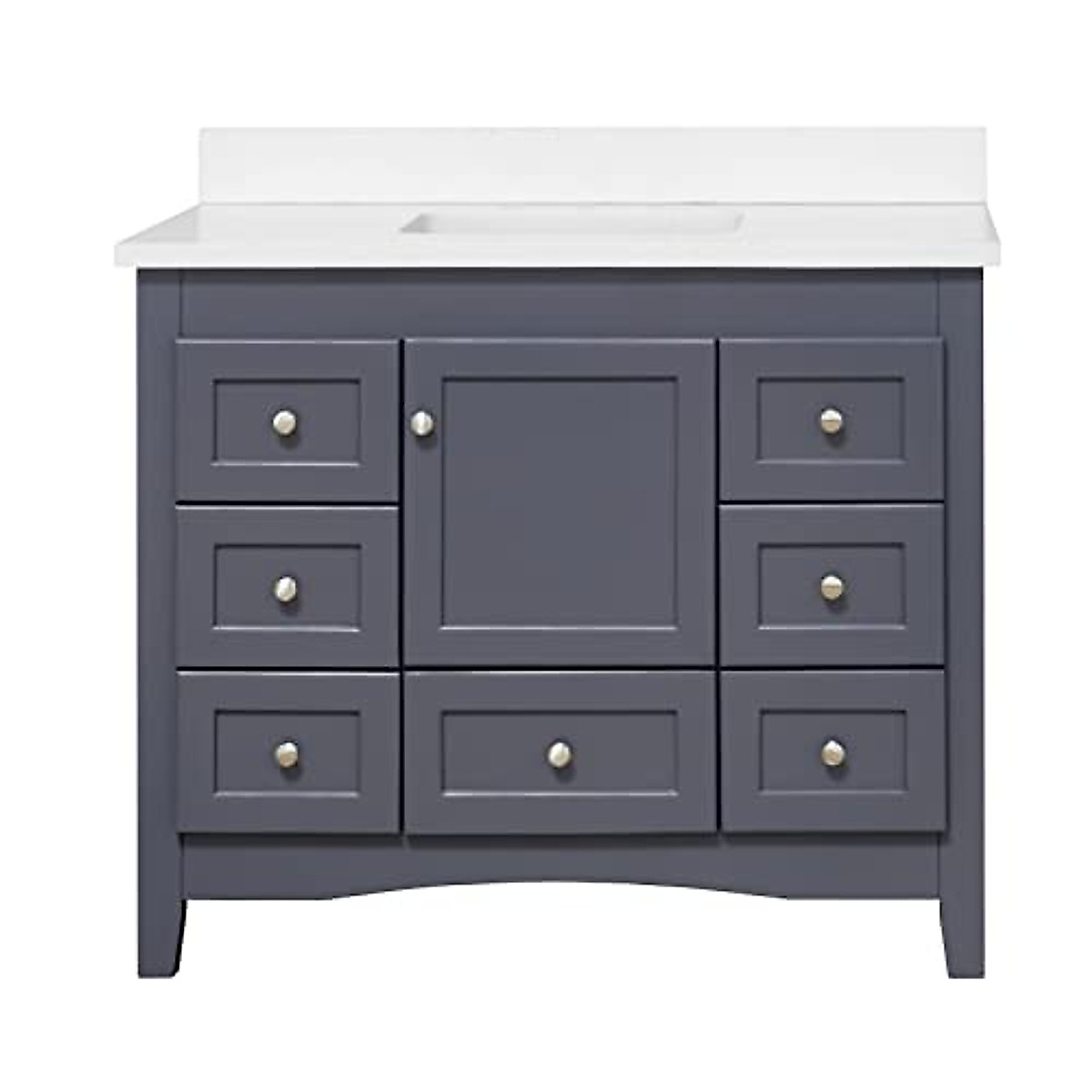 Abbey 42-inch Bathroom Vanity (Quartz/Marine Gray): Includes Marine Gray Cabinet with Stunning Quartz Countertop and White Ceramic Sink