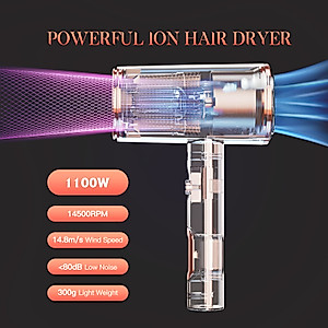 Bestauty Blow Dryer, Travel Hair Dryer Ion HairDryer with Diffuser Low Noise Stylish Appearance, Lightweight Hair Dryer for Home, Salon and Travel (Rose Gold)