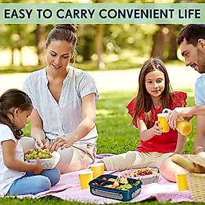 4 Pack Bento Box Adult Lunch Box, 1300ml Large Bento Lunch Box Containers for Kids Adults Toddler Meal Box with 4 Compartment and Fork, Leak Proof, Microwave, Dishwasher, Pink and Blue