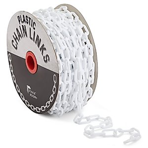 100 Foot White Plastic Chain Safety Barrier for Crowd Control, Queue Line, Concerts, Parking (1.5-Inch Links)