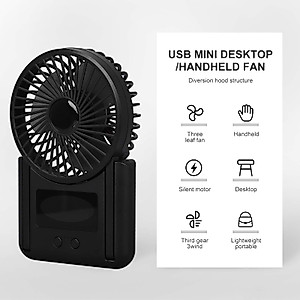 WUYILED Battery Operated Fan, Small Table Fan with Strong Airflow Quiet Operation Portable Fan Speed Adjustable Head Mini Personal Fan for Home Office Bedroom Table and Desktop 4 Inch