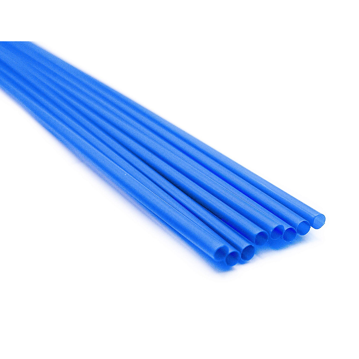 Made in USA Pack of 250 Unwrapped BPA-Free Plastic Slim Extra Long Drinking Straws (Blue - 18" X 0.21")