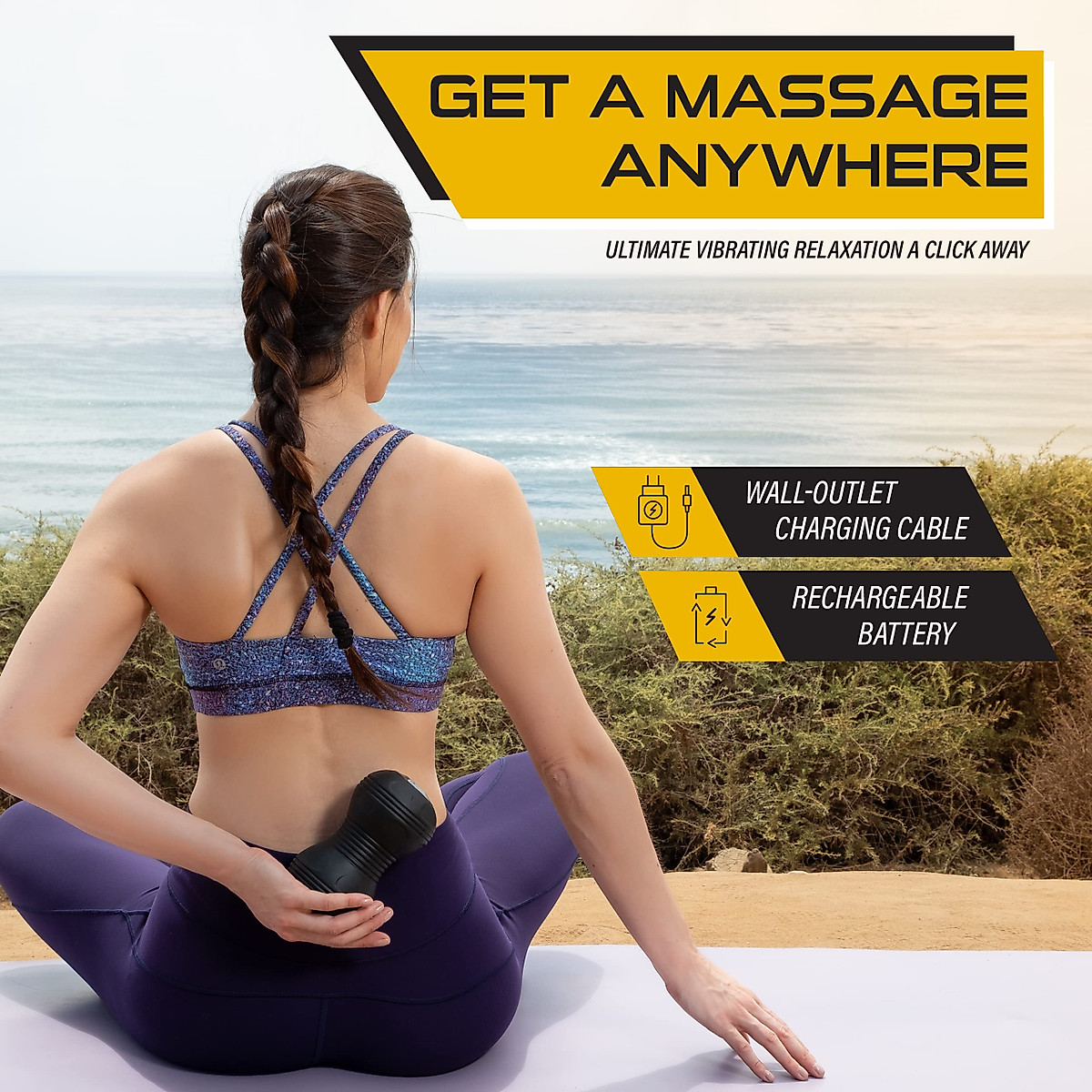 Nextrino Peanut Massage Ball, 4-Speed Vibrating Foam Roller Massager, Deep Tissue Muscle Pain Relief for Lower Back Shoulder Calf Arm, Myofascial Release Therapy for Anywhere Workout Recovery