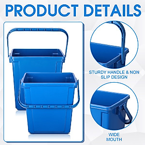 DoubleFill 2 Pack 12 Quart/ 3 Gallon Square Cleaning Bucket Compact Sanitizing Buckets Organizer Cleaning Pail with Handle Square Detergent Bucket Plastic Mop Bucket for Commercial Home, Dark Blue