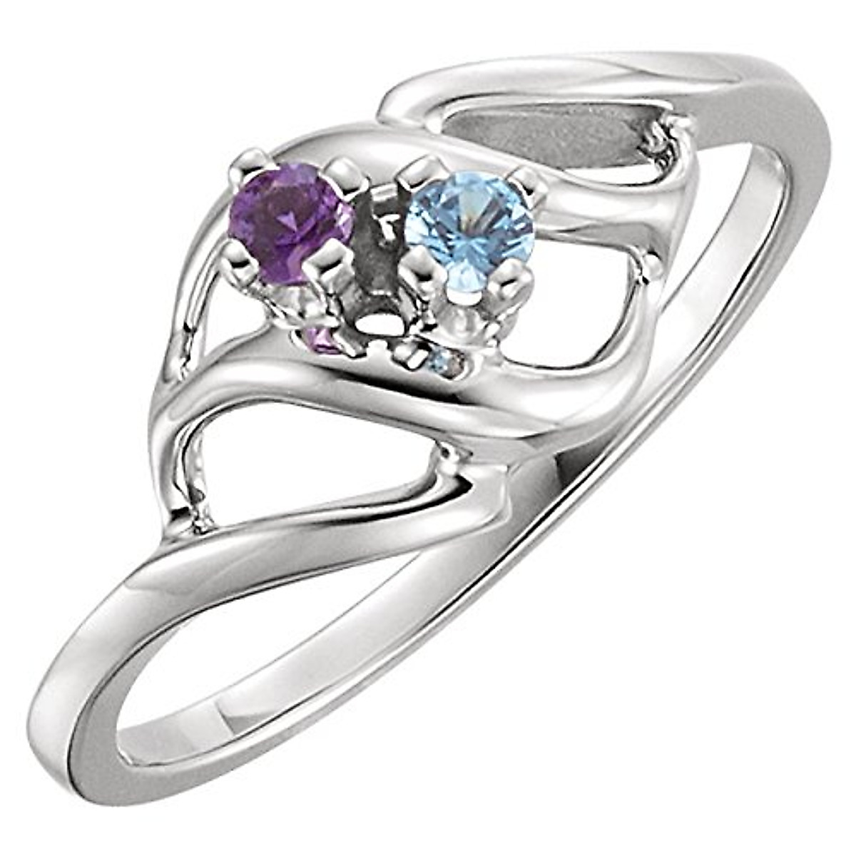 GNGJewel Mothers Ring 3, 4, or 5 Birthstones 10k White or Yellow Gold