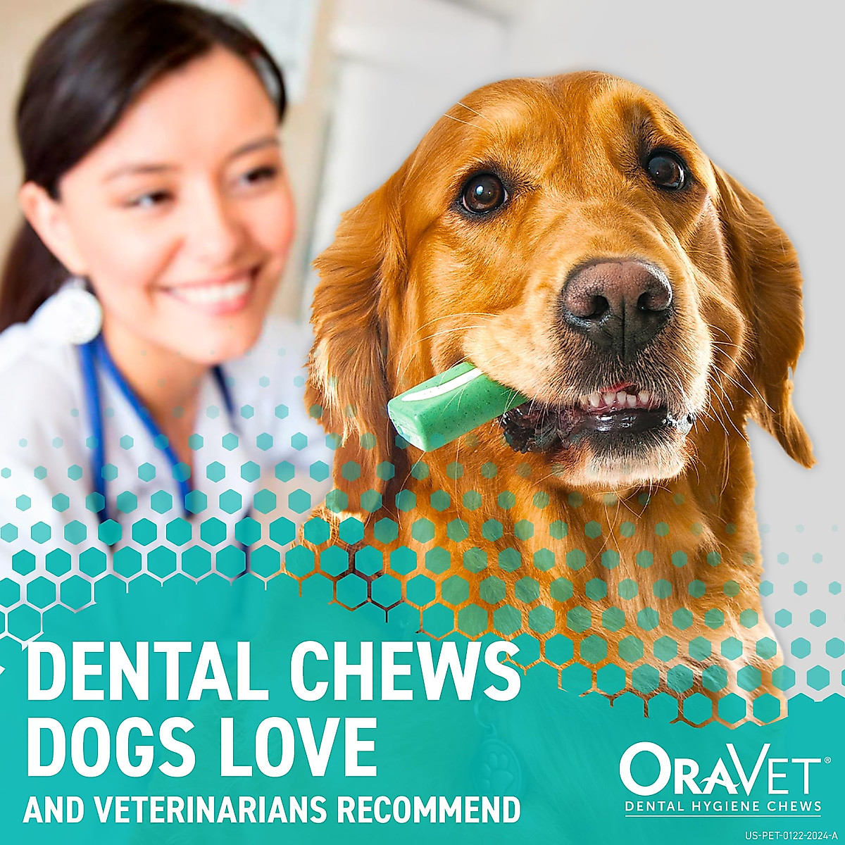 ORAVET Dental Chews for Dogs, Oral Care and Hygiene Chews (Large Dogs, Over 50 lbs.) Pink Pouch, 14 Count