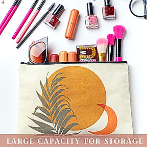 Pinkunn 6 Pcs Boho Cosmetic Bags Canvas Makeup Bags Makeup Pouch for Purse Sunshine Ray Retro Makeup Bag Natural Linen Zipper Pouch Preppy Bag Cute Organizer for Women, Bobo Style