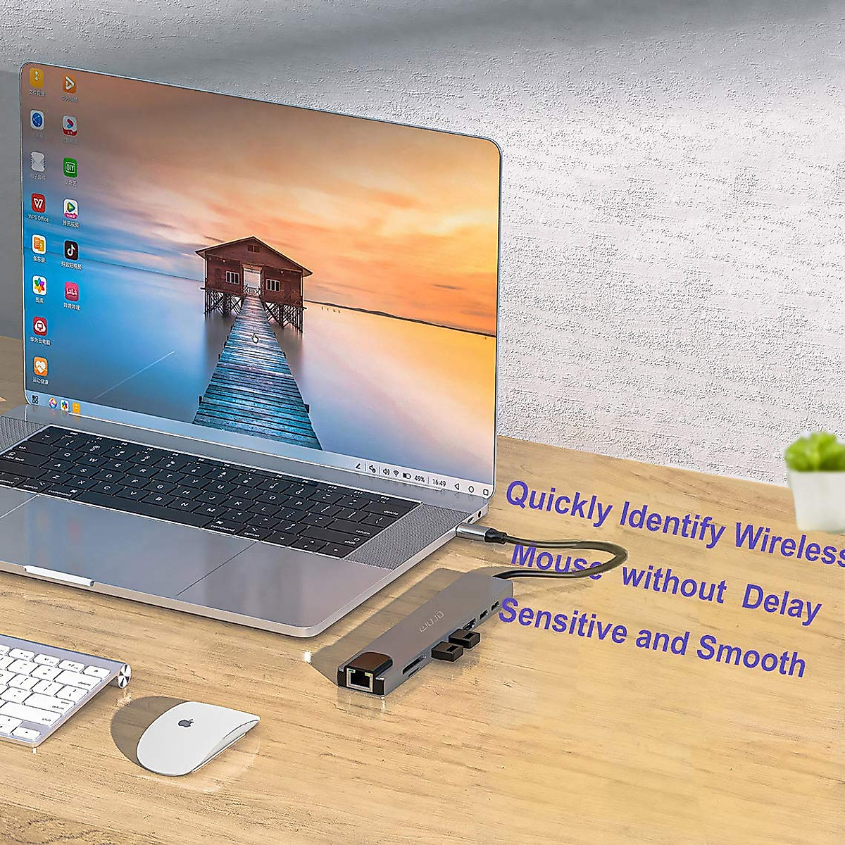 USB C Hub, WUJO 8 in 1 USB C Adapter with 4K HDMI, 1Gbps Ethernet, 87w Type C PD,Thunderbolt 3 USBC Port, 2 USB 3.0, SD/TF Card Reader, Compatible with MacBook Pro/Air, Pixelbook,XPS, Chromebook.