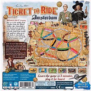 Ticket to Ride Amsterdam Board Game - Train Route-Building Strategy Game, Fun Family Game for Kids & Adults, Ages 8+, 2-4 Players, 10-15 Minute Playtime, Made by Days of Wonder