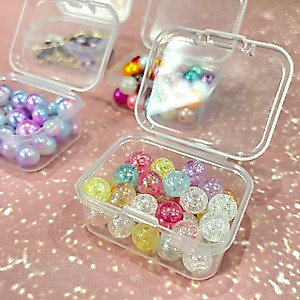 Oarolloy 16pcs Small Plastic Organizer Storage Boxes 4 Sizes Rectangle Clear Plastic Organizer Storage Box Mini Mini Empty Containers with Lids for Beads, Jewelry, Nail Art, Crafting