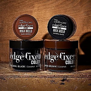 KISS COLORS & CARE Color Edge Fixer 1.01 oz. (30mL) Travel Size - Natural Black, Hides Grays & Fills In Hairline, Moisturizing, No Flakes, 24 Hour Maximum Hold, Natural Results, Keep Edges In Check