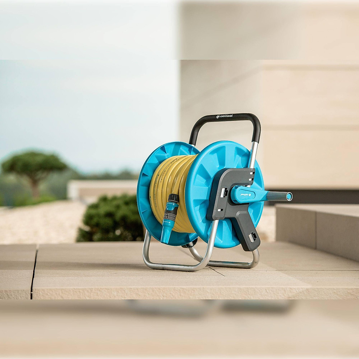 Cellfast Garden Hose Reel ALUPLUS 1/2" 45m, Aluminium Construction, Light, Convenient Transport and Storage of The Hose, Prevents Twisting, 55-150