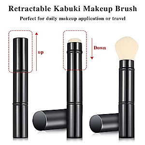 Falliny Dual Retractable Kabuki Makeup Brushes, Travel Face Blush Powder Brush, Double-Ended Foundation Concealer Brush with Cap for Blush, Bronzer, Buffing, Highlighter, Flawless Powder Cosmetics