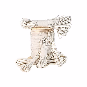 West Coast Paracord Diamond Braid Cotton Rope - All-Purpose Natural Sash Cord - Durable and Lightweight (100 Feet, 1/8 Inch)