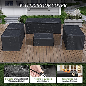 Amopatio Outdoor Patio Furniture Sets, 8 Pieces Outdoor Wicker Patio-Furniture, Outdoor Sectional Patio Set with Storage Table, Patio Conversation Set for Proch Garden Deck (Grey)