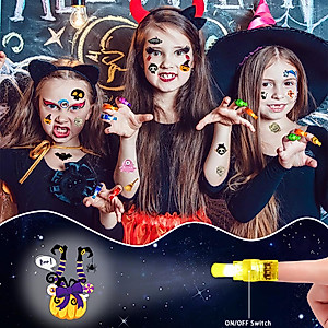 DIYDEC Halloween Party Favors, 24pcs Halloween LED Finger Lights Projection Glow in The Dark Light Up Halloween Toys Bulk for Kids Halloween Goodie Bag Fillers Pinata Stuffers Classroom Prizes