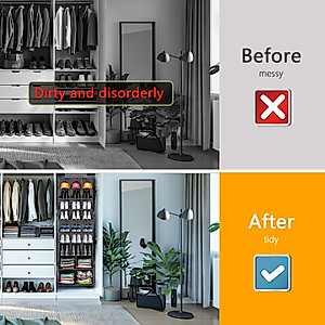 Hanging Shoe Organizer for Closet, Closet Hanging Shoe Storage Rack Holder Shelves,Collapsible Shoe Closet Organizers and Storage with 4 Large Side Pockets,25 Sections for Shoes,Hats,Clothes(Gray)