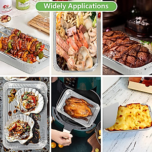 DEDU Aluminum Pans with Lids 9 x13 Heavy Duty, Rectangle Foil Pans with Covers 2.73 Lb Capacity, Disposable Tin Foil Pans Durable for Baking, Cooking, Heating, Storing, Food Prepping (30 Sets)