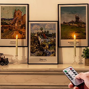 Homemory 2 Pcs Real Wax Made Flameless Taper Candles with Remote and Timer, 9.6" Ivory Battery Operated Candle Stick Flickering, Led Taper Candles with Lifelike Flame for Valentine's Day Indoor Decor